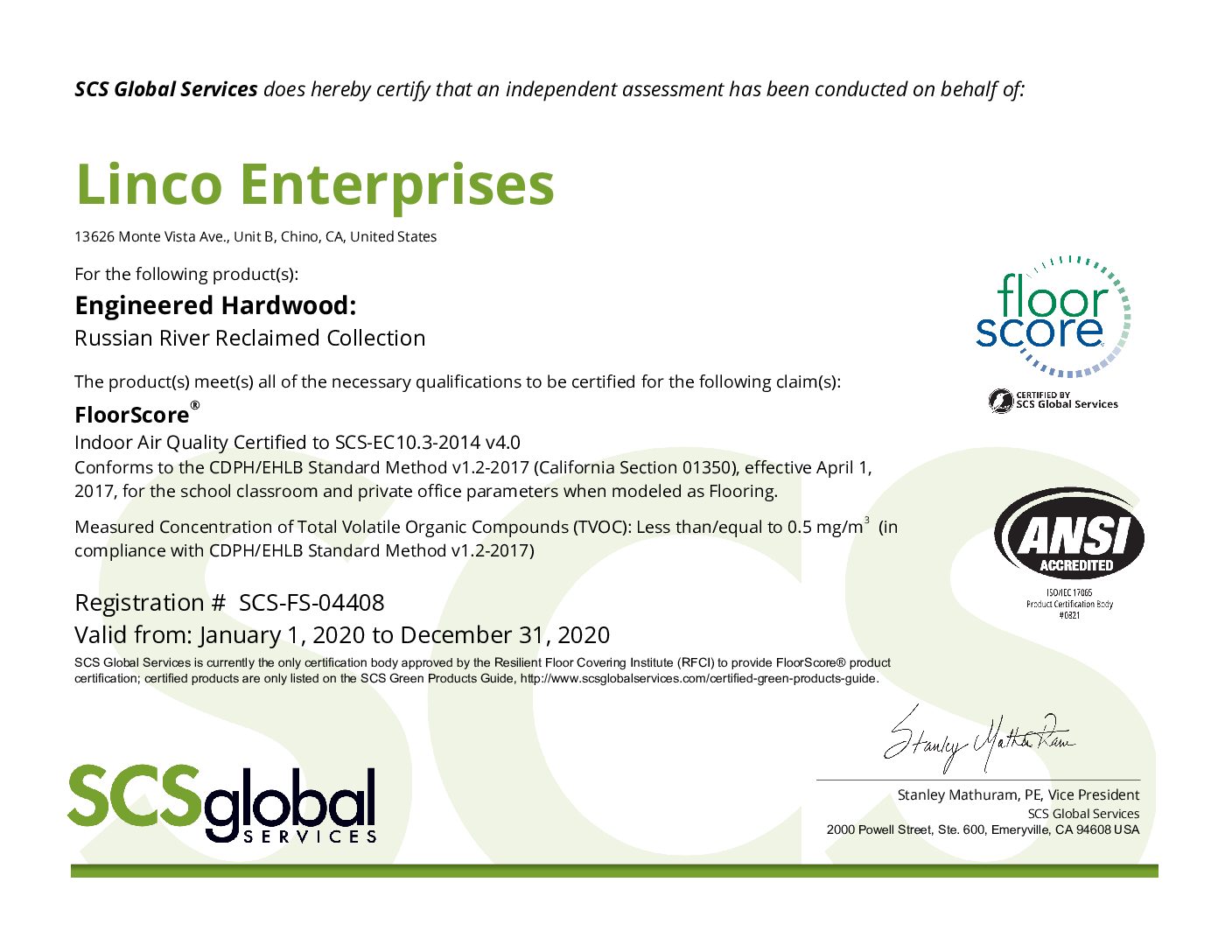 Linco Floors | Compliance